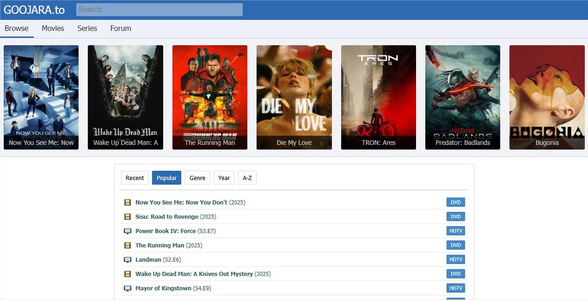 Télécharger Goojara : Movies series anime (gratuit) Android, Web - Clubic
