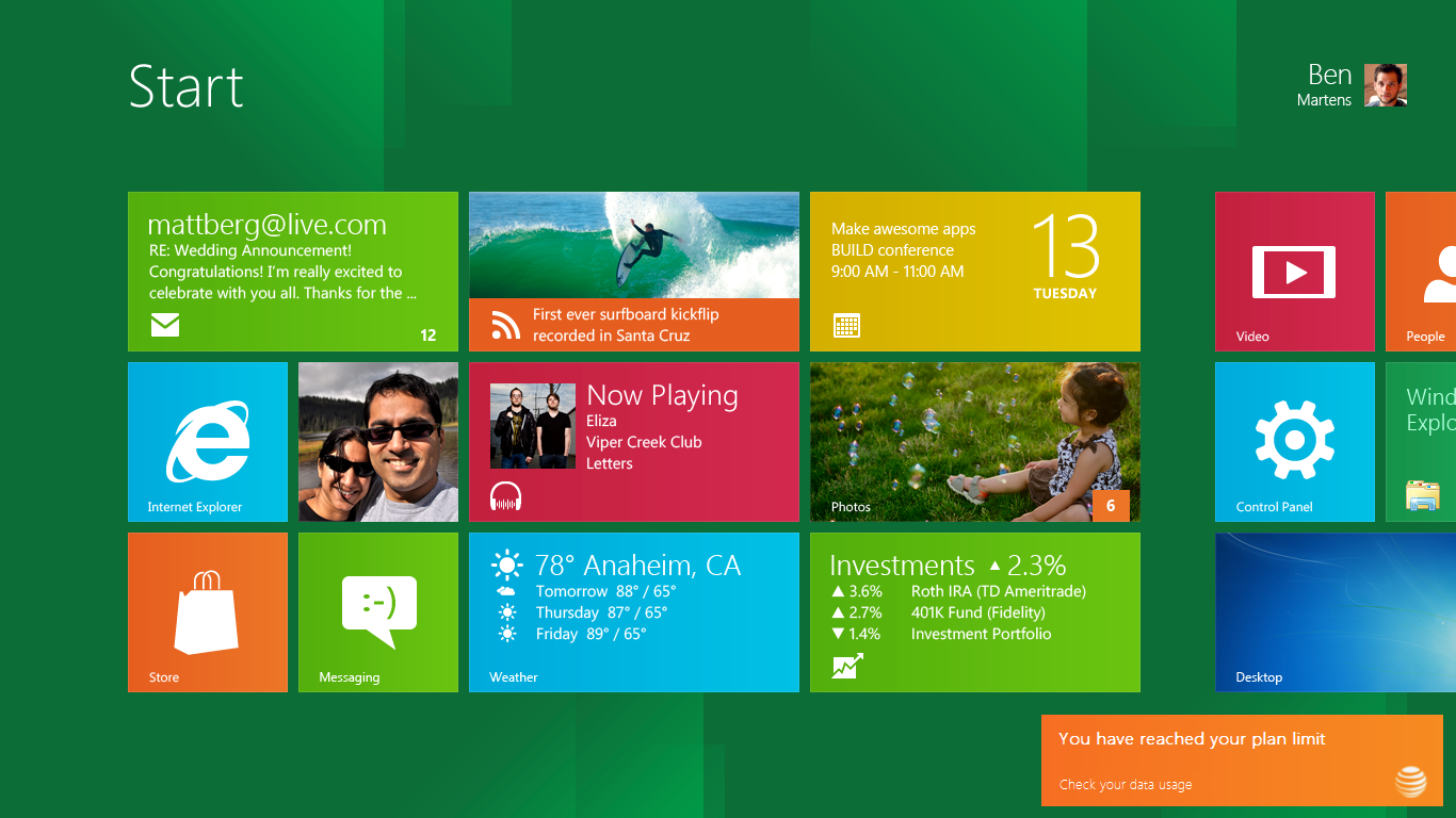 Windows 8 : 3G à l'honneur et Wi-Fi en une seconde