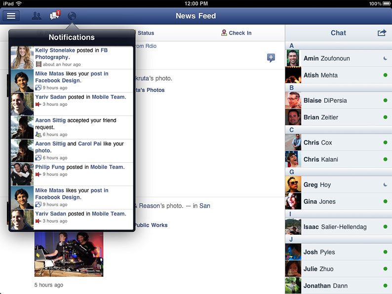 Facebook : application iPad disponible, version Web mobile améliorée