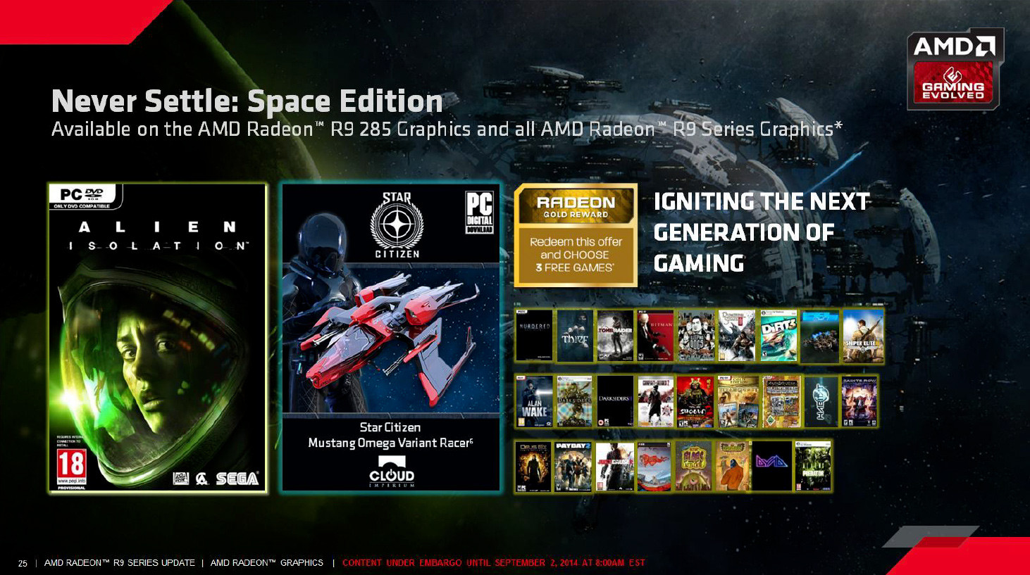 Le bundle d'AMD va dans l'espace : Never Settle Space Edition