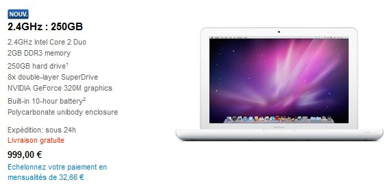 Apple met à jour son MacBook blanc, qui passe à 999 euros