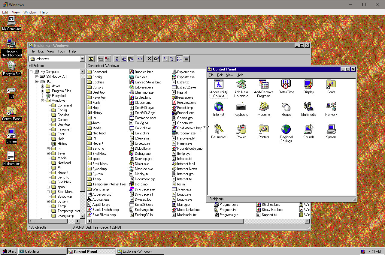 "Démarrez" Windows 95 sur Windows 10, macOS ou Linux