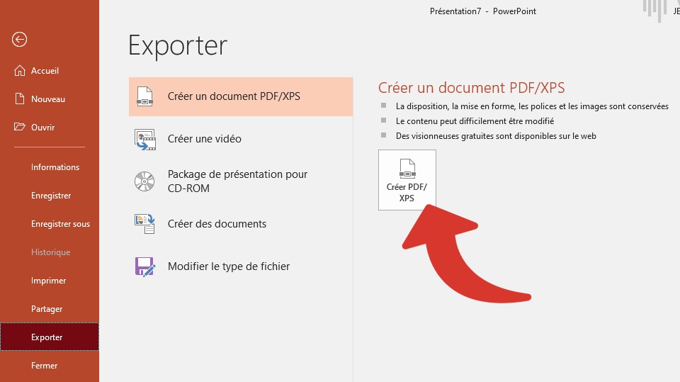 Comment enregistrer son diaporama Powerpoint en .PDF